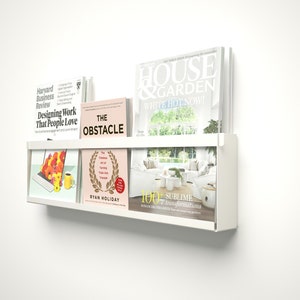 Wall Magazine Rack / White Wall Mounted Magazine Holder / / Minimalist ...