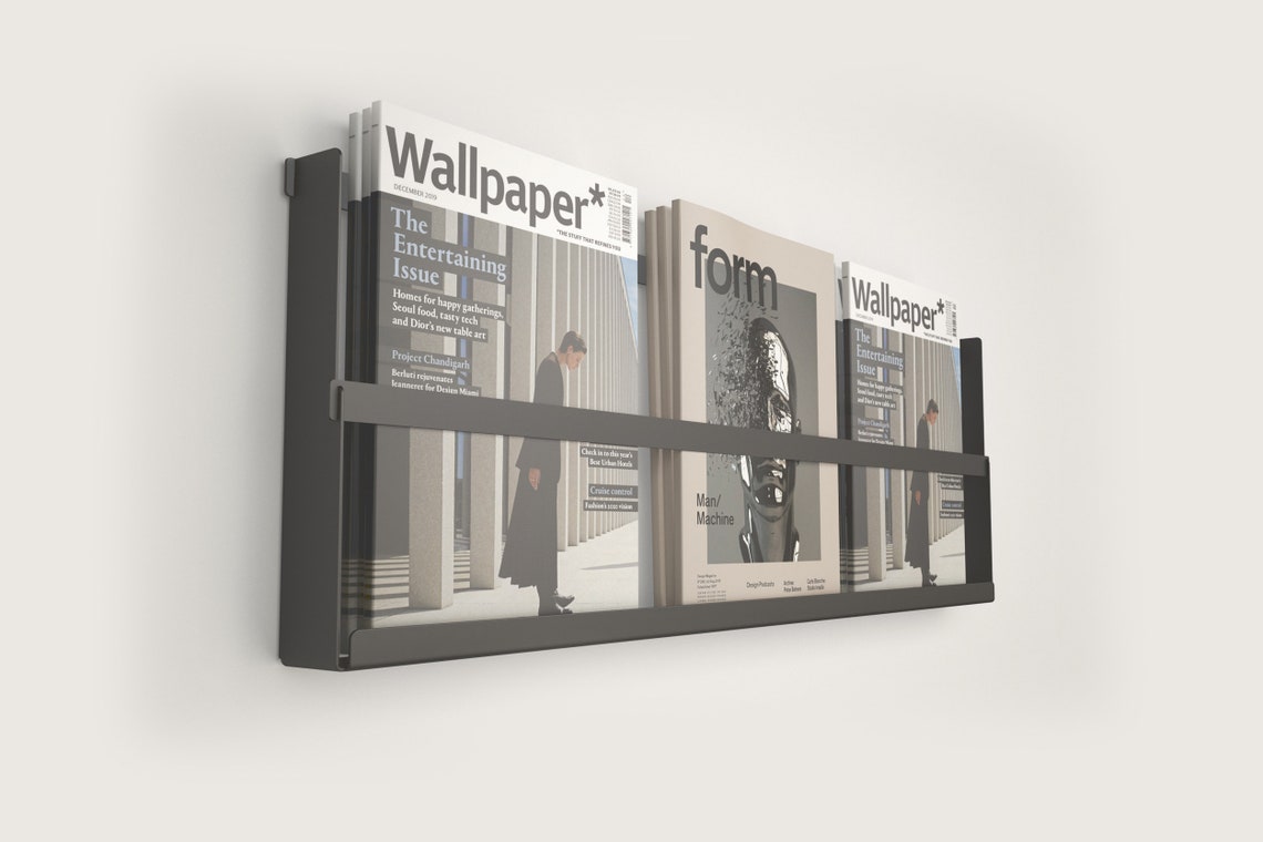 Wall Mounted Big Magazine Rack / Wall Mount Book Shelf / - Etsy