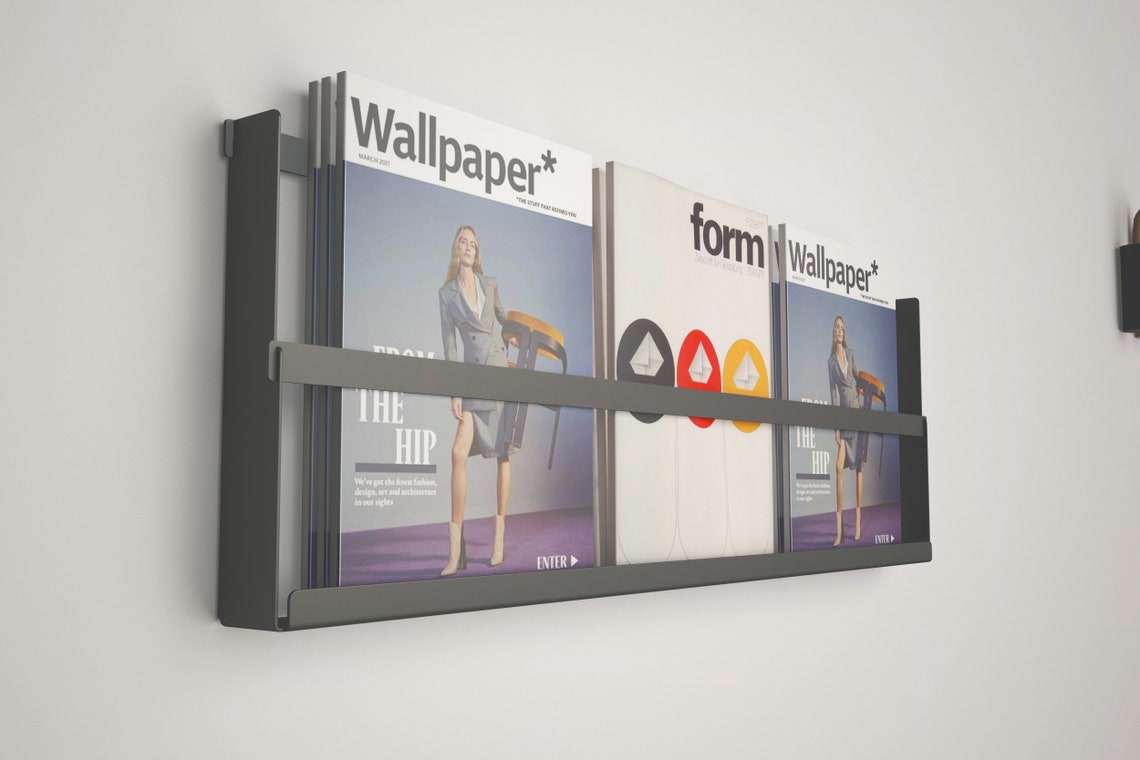Wall Mounted Big Magazine Rack / Wall Mount Book Shelf / - Etsy