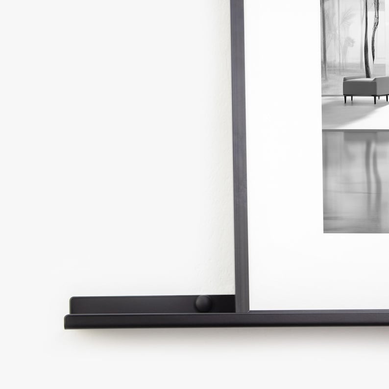 Gray Picture Ledge/ Wide Floating Shelf / Metal Picture Ledge ...