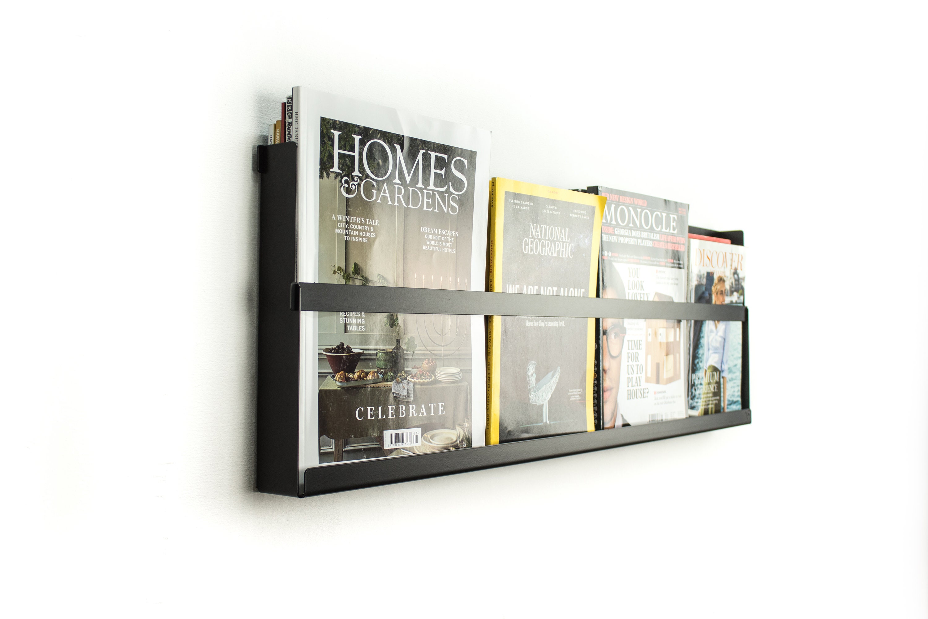 Wall Mounted Big Magazine Rack / Wall Mount Book Shelf / | Etsy