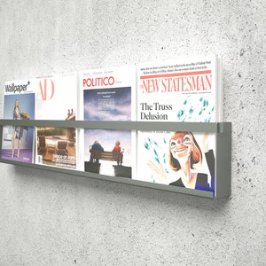 Wall Magazine Rack / White Wall Mounted Magazine Holder / / Minimalist ...