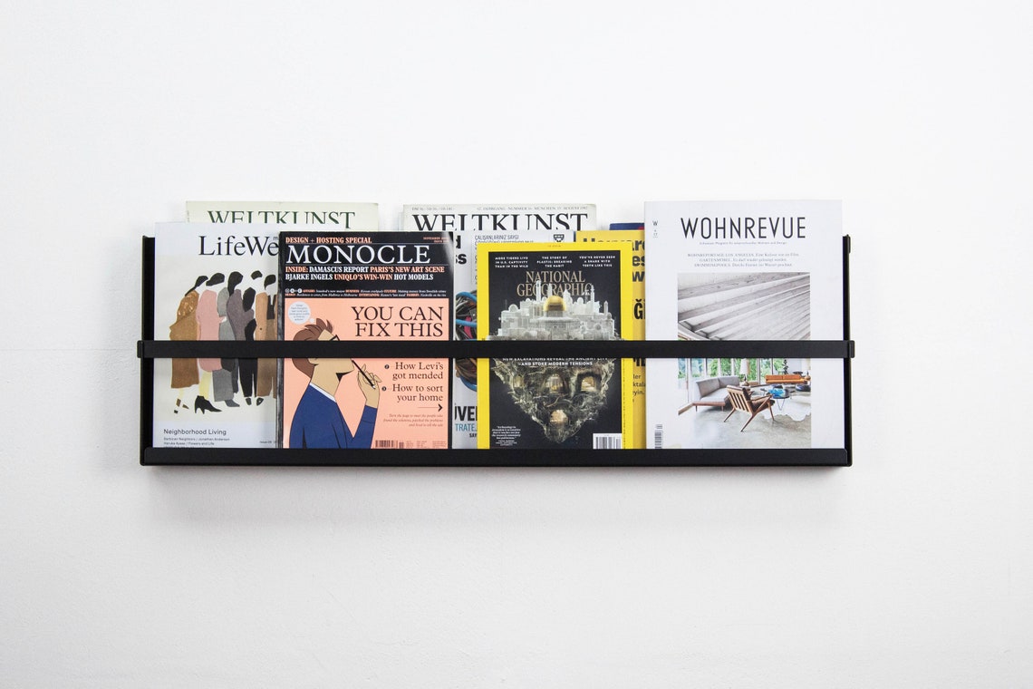 Wall Mounted Big Magazine Rack / Magazine and Book Holder / - Etsy