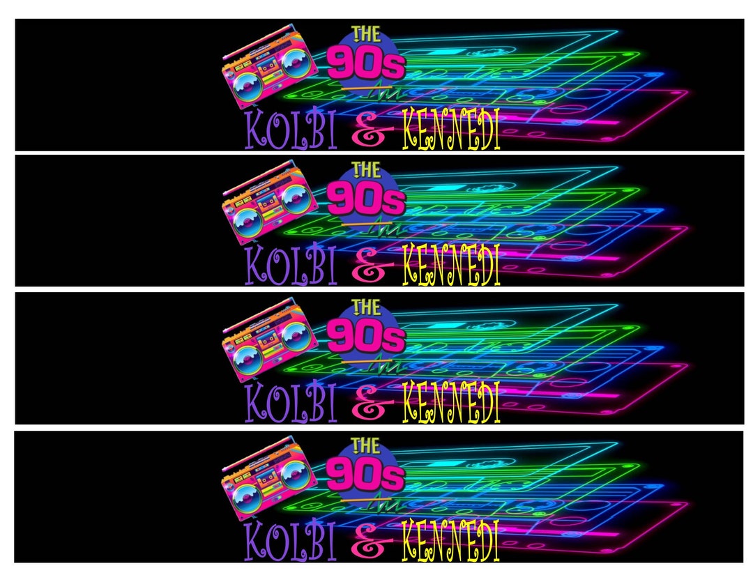 90's Themed Water Bottle Labels - Etsy