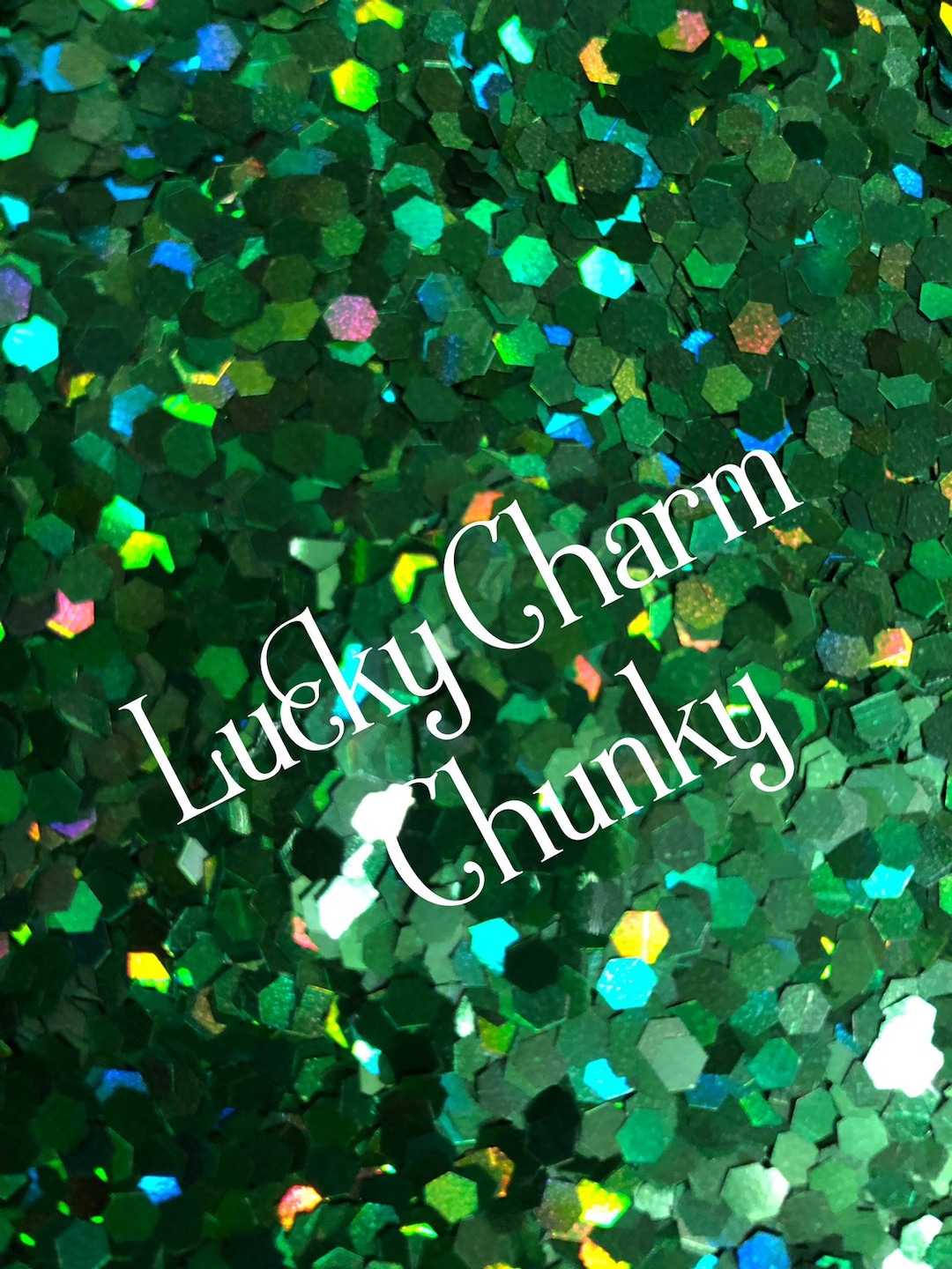Lucky Charm CHUNKY Mix/ A Holoraphic Green Polyester Chunky Glitter Mix ...