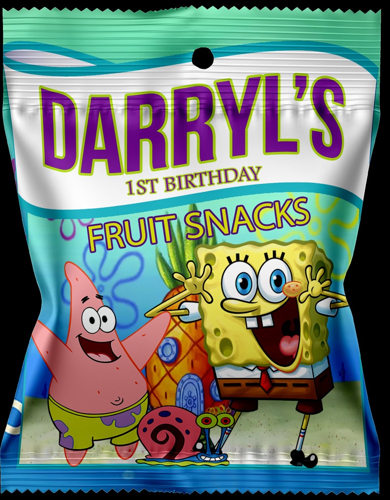 Spongebob Fruit Snacks Favors-Custom Fruit Snacks Spongebob | Etsy