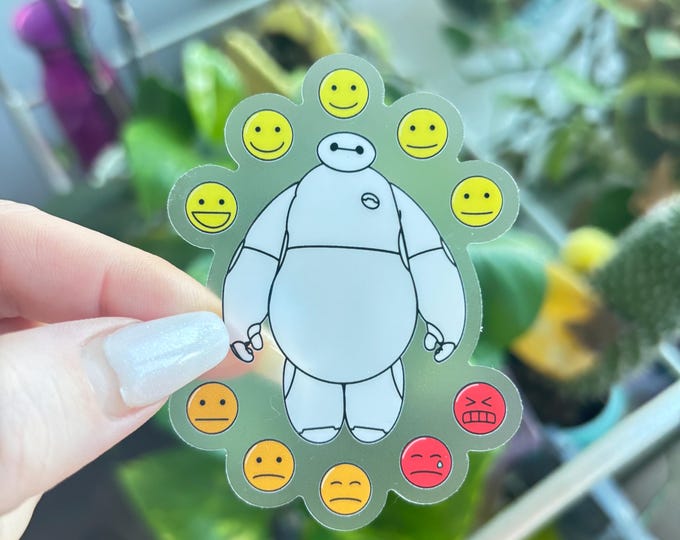 Baymax Pain Scale Sticker | Big Hero 6 Sticker | Clear Waterproof Vinyl ...