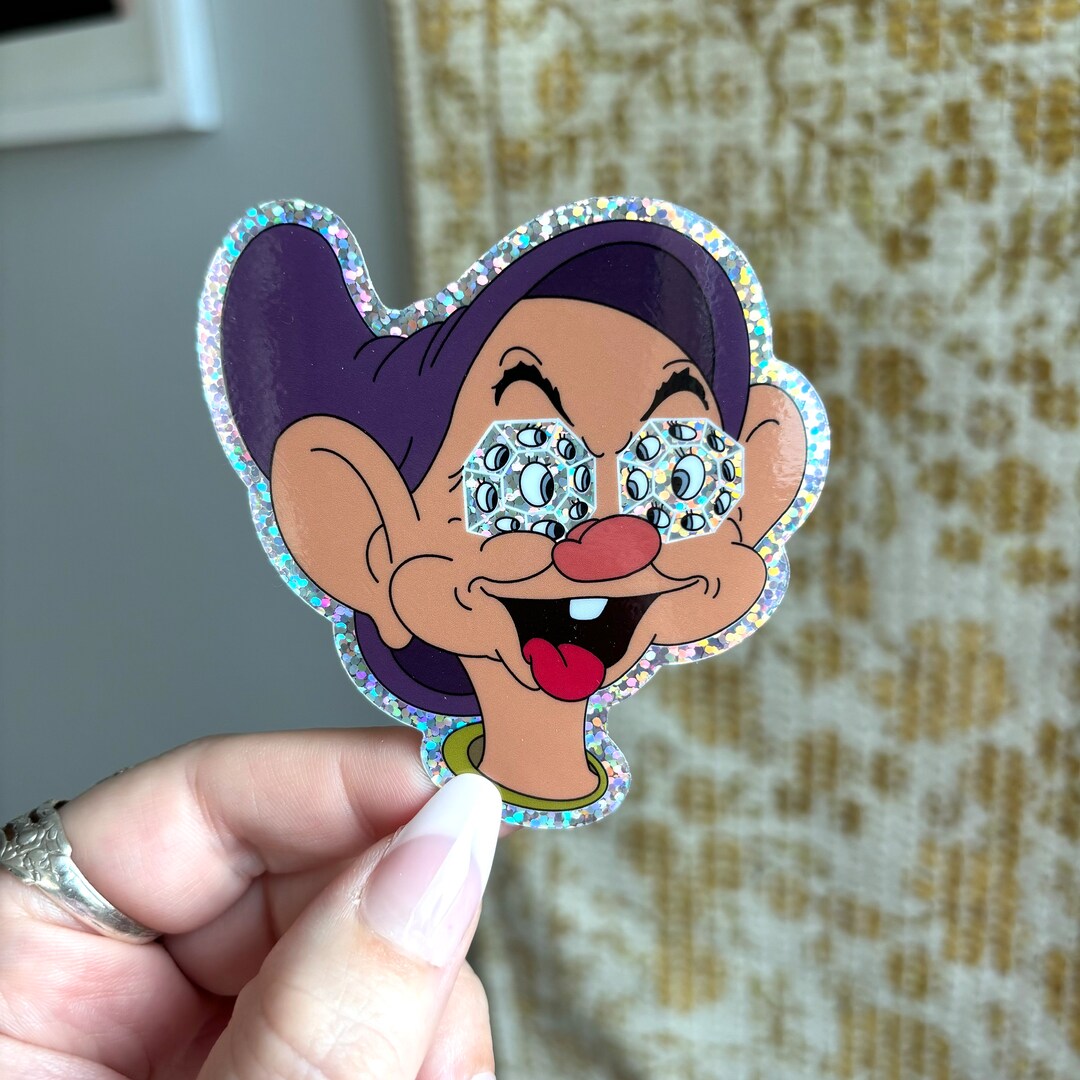 Dopey Snow White Glitter Sticker Disney Stickers Seven Dwarfs Water ...