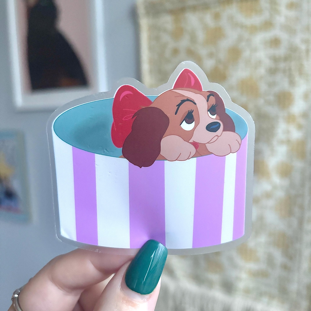 Lady and the Tramp Clear Sticker | Lady in Present Clear Disney Sticker ...