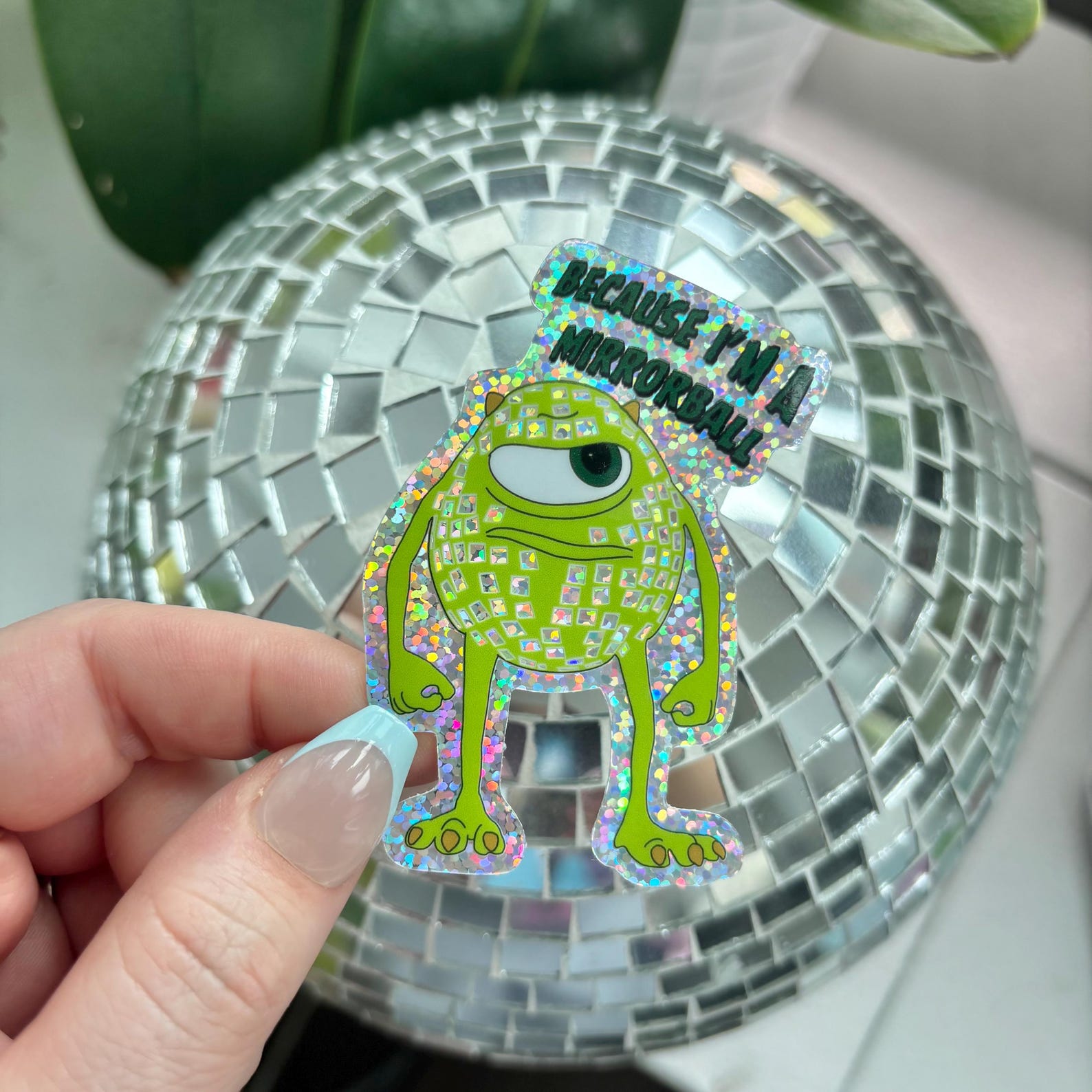 Mike Wazowski Discoball Glitter Sticker | Disney Stickers | Water ...