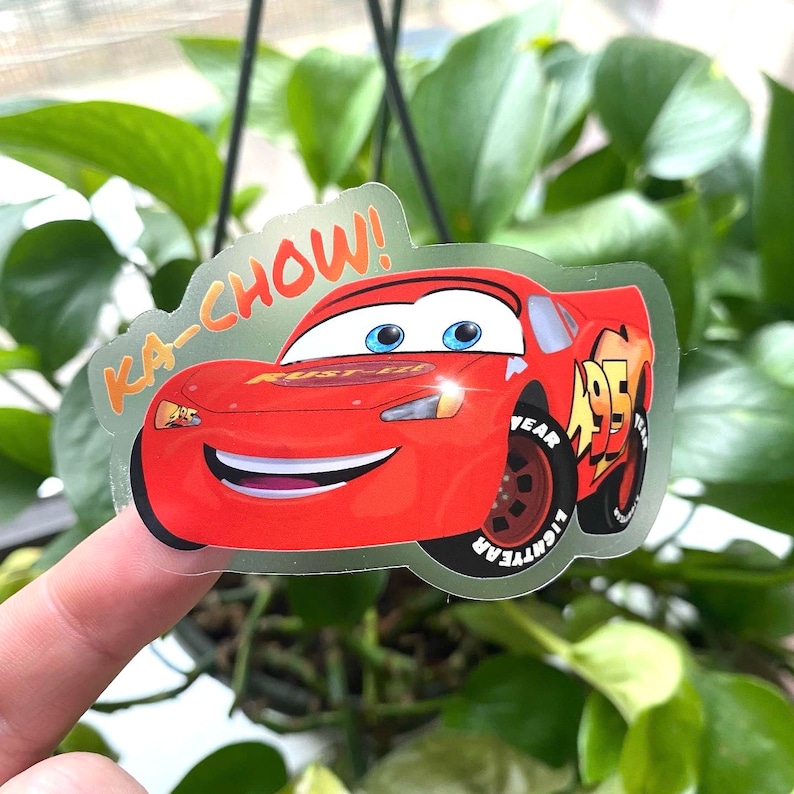 Disney Pixar Cars Sticker | Lightning Mcqueen Ka-chow Clear Sticker ...