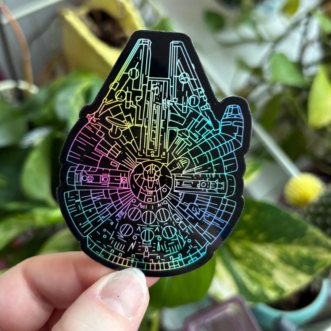 Black Holographic Millennium Falcon Sticker | Star Wars Sticker | Vinyl ...