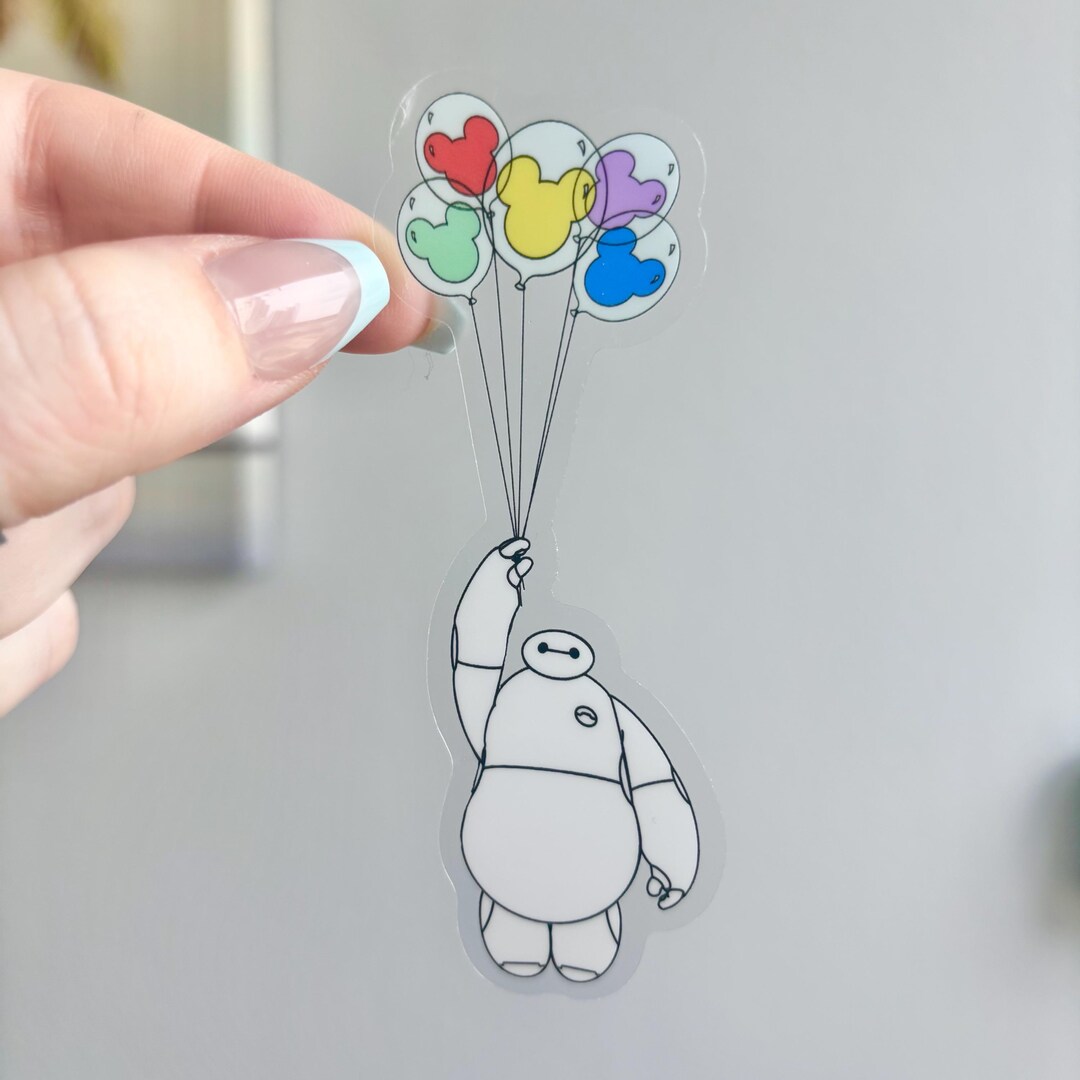 Baymax Holding Mickey Balloons Sticker | Big Hero 6 Sticker | Clear ...