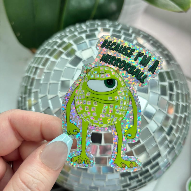 Mike Wazowski Discoball Glitter Sticker | Disney Stickers | Water ...