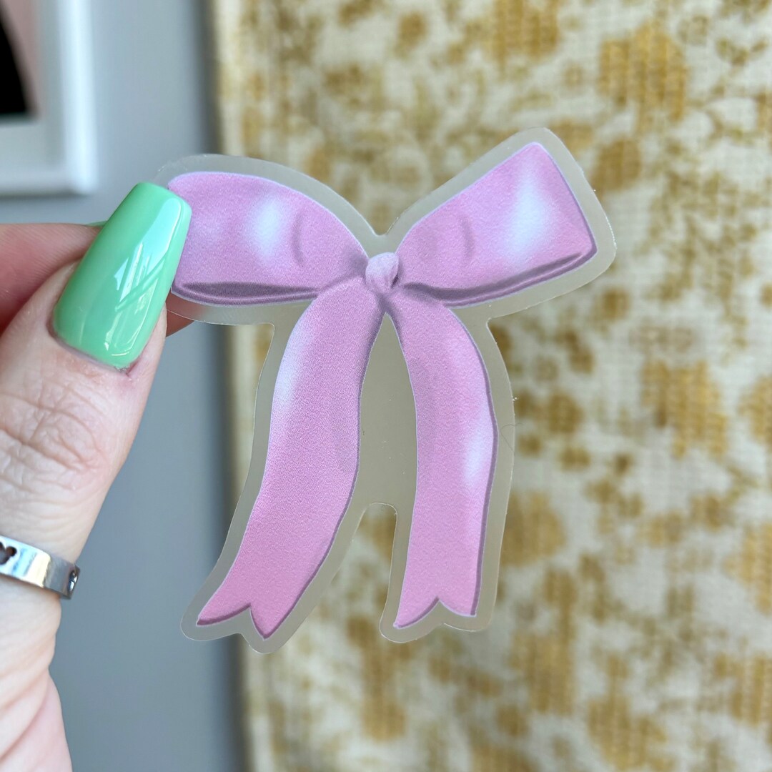 Pink Bow Clear Vinyl Sticker Im Just a Girl Coquette Bow Sticker Bow ...