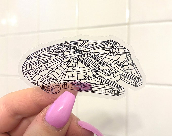 Millennium Falcon Clear Sticker-black Star Wars Sticker - Etsy