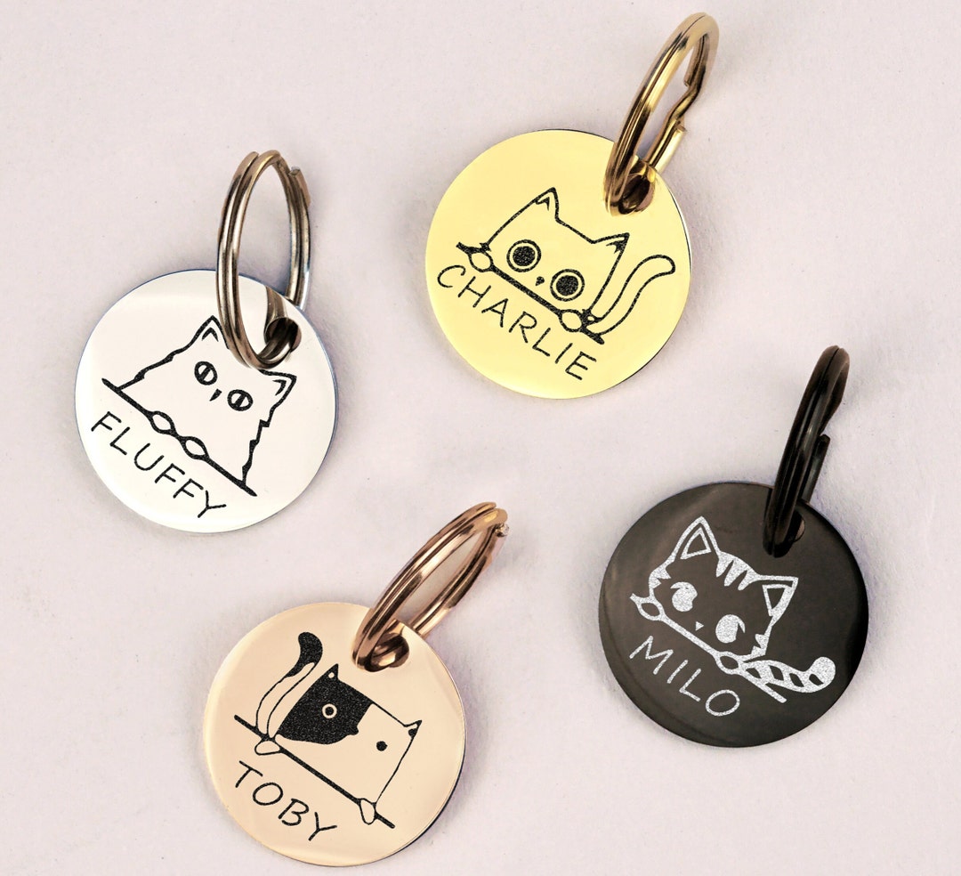 Cat Collar Name Tag, Personalized Cat Name ID Tag, Custom Pet Collar ...
