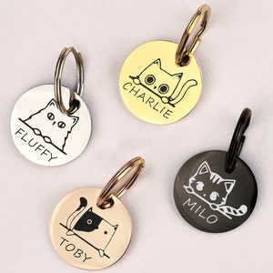 Cat Collar Name Tag, Personalized Cat Name ID Tag, Custom Pet Collar ...