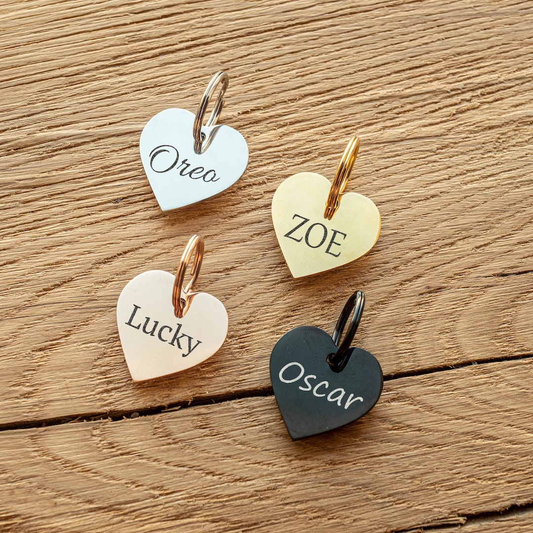 Heart Shaped Engraved Pet Tag, Pet Name Tag, Cats and Dogs Pet ID Tag ...