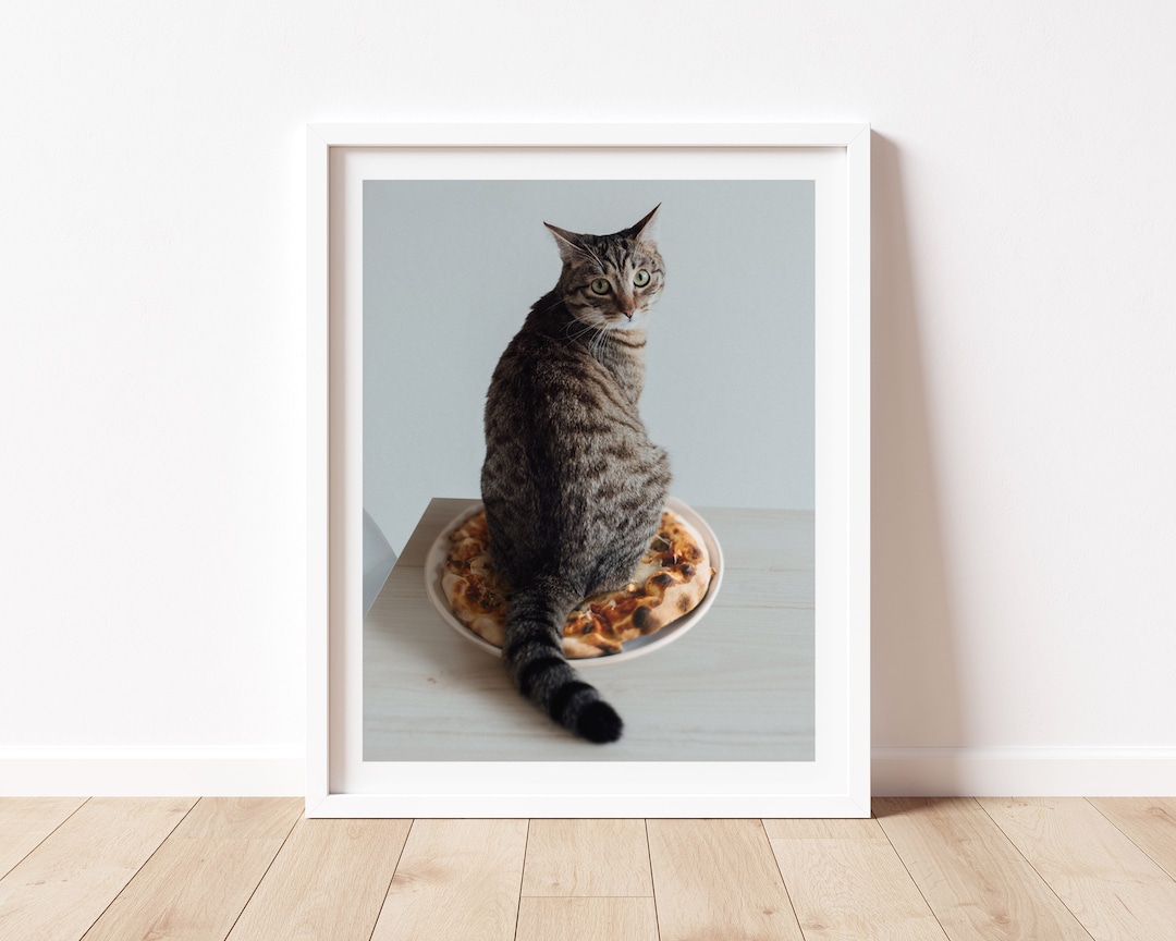 Pizza Cat Art Print, Décor de cuisine, Amateur de pizza, Cadeau ...