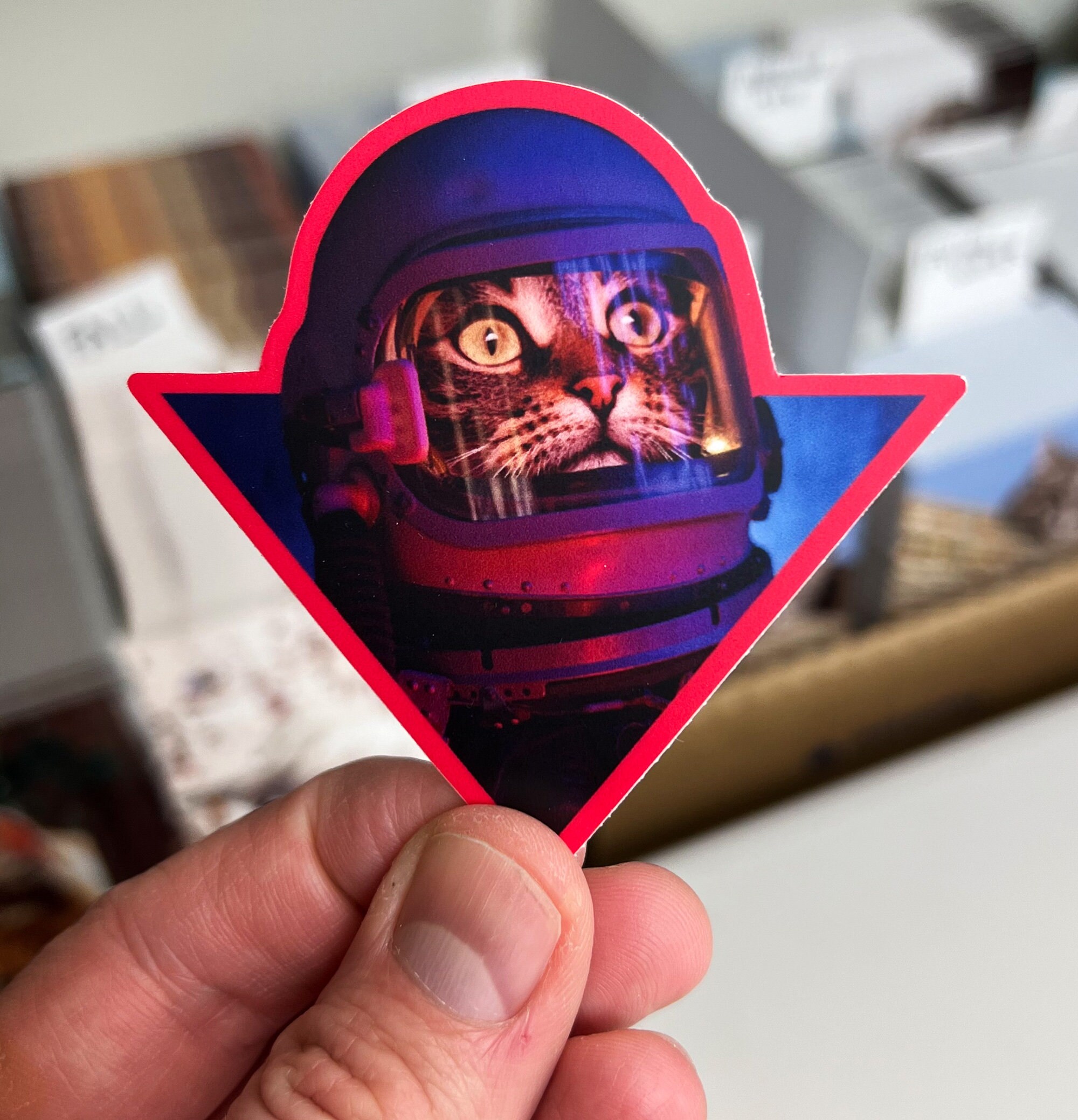 Space Cat Sticker Weatherproof Sticker Vinyl Sticker Pink - Etsy