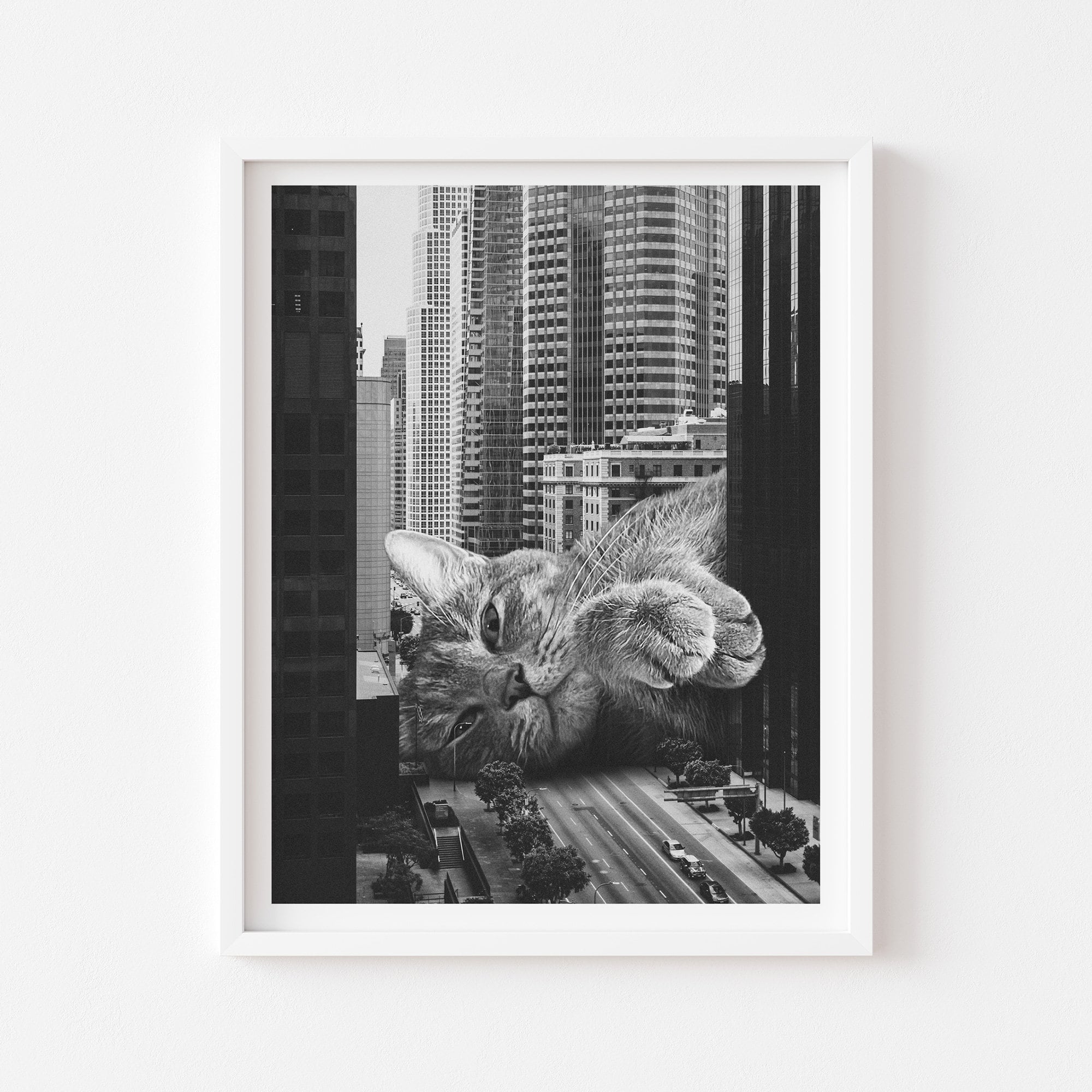 Los Angeles Cat Art Print, Black and White Los Angeles, Cat Lover Gift ...