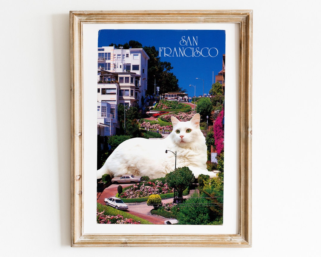 SAN FRANCISCO Cat Print, San Franciscat, SF Art, Giclee Print, Cat ...
