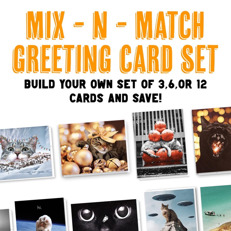 Greeting Card Sets Cats - Etsy