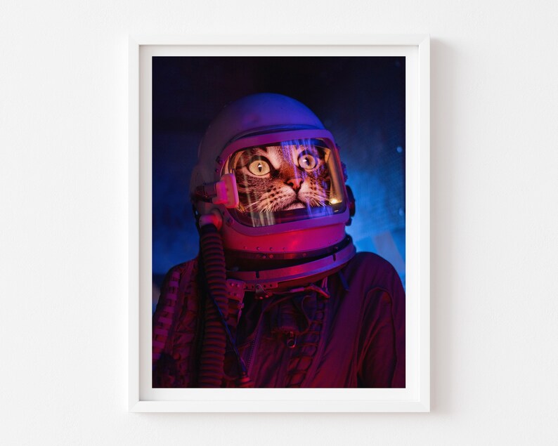 Major Tomcat Print, Astronaut Cat Art, Astronaut Decor, Cat Wall Art ...