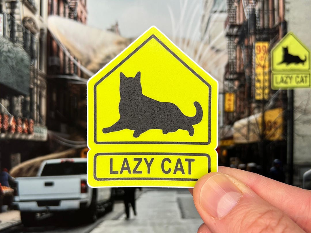 Lazy Cat Ahead Vinyl Sticker: Weatherproof Laptop Decal - Etsy