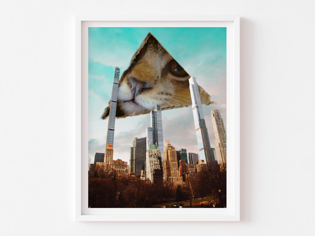 The Simulation Has Concluded Art Print, Giant Cat Art, New York City ...