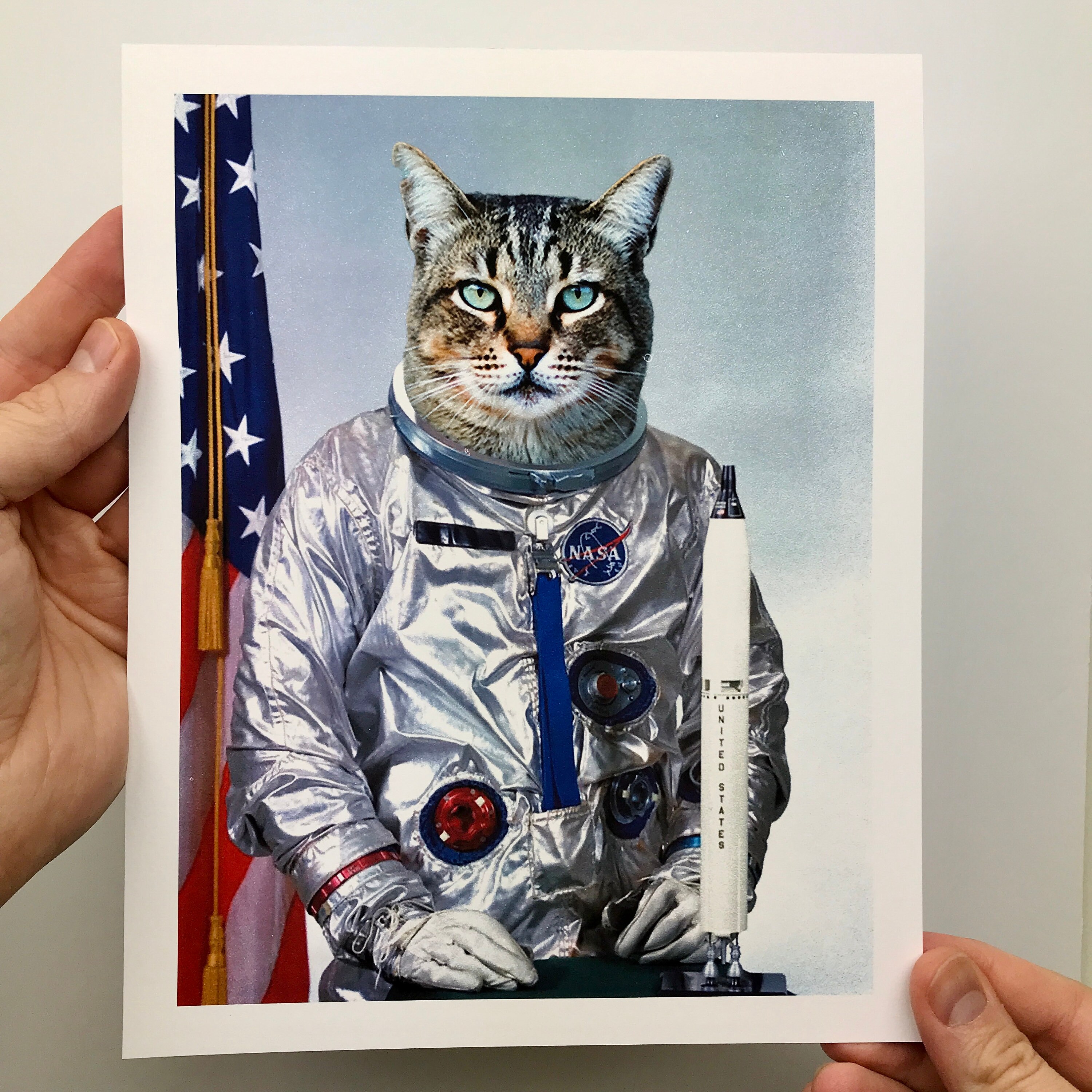 Space Cat Art Print Astronaut Art Cat Wall Decor Cat Lover | Etsy