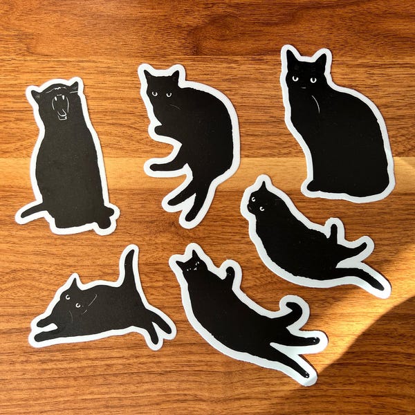 Black Cat Stickers - Etsy
