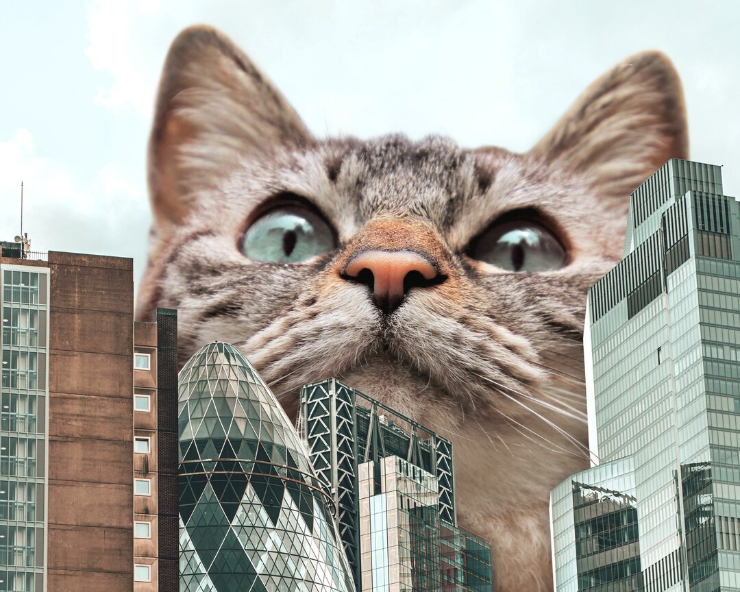 London Skyline Print, London Cat, London Poster, Unique Cat Gift, Cat ...