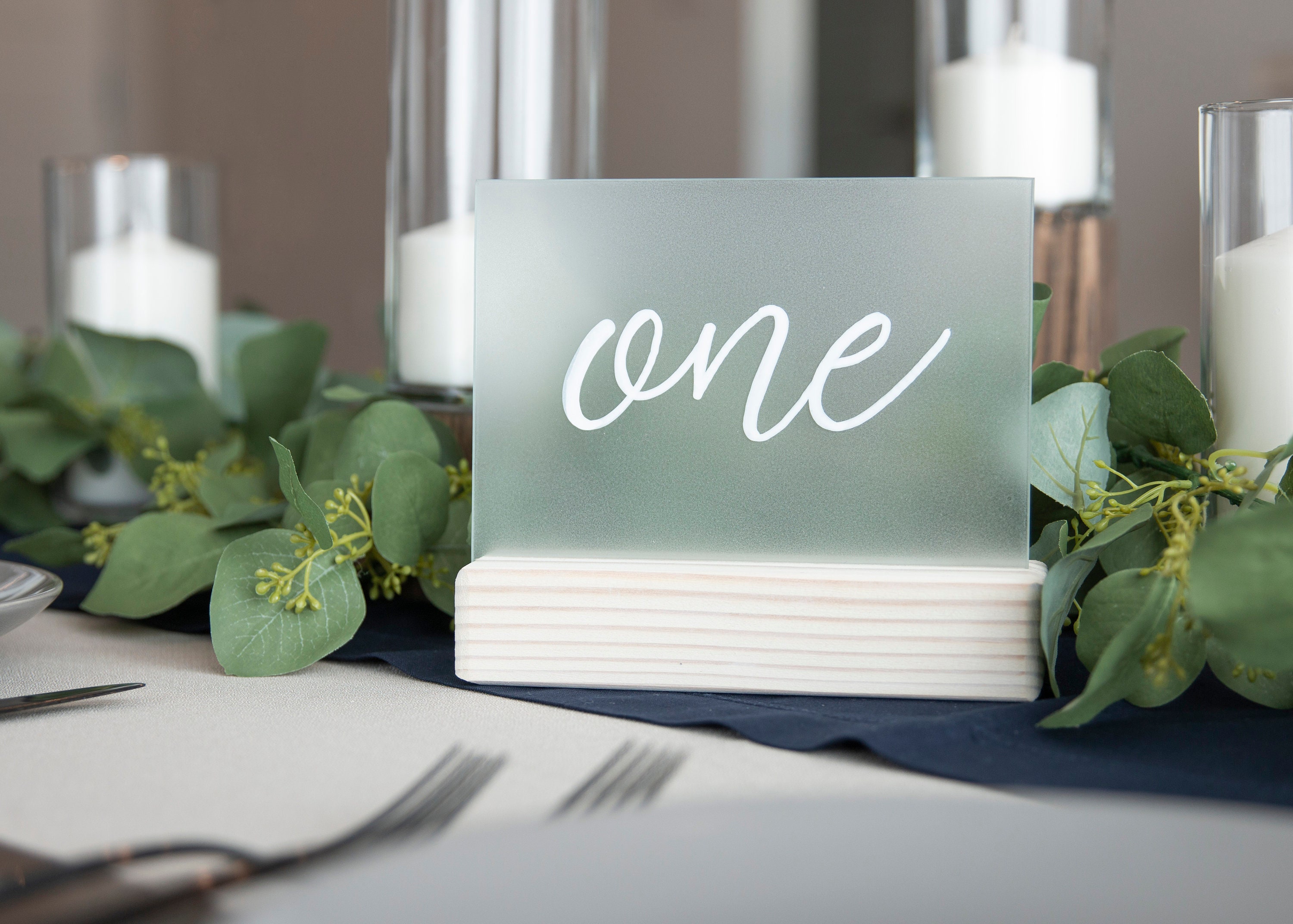 Paper & Party Supplies Script Table Number Numerical Glass Table Number ...