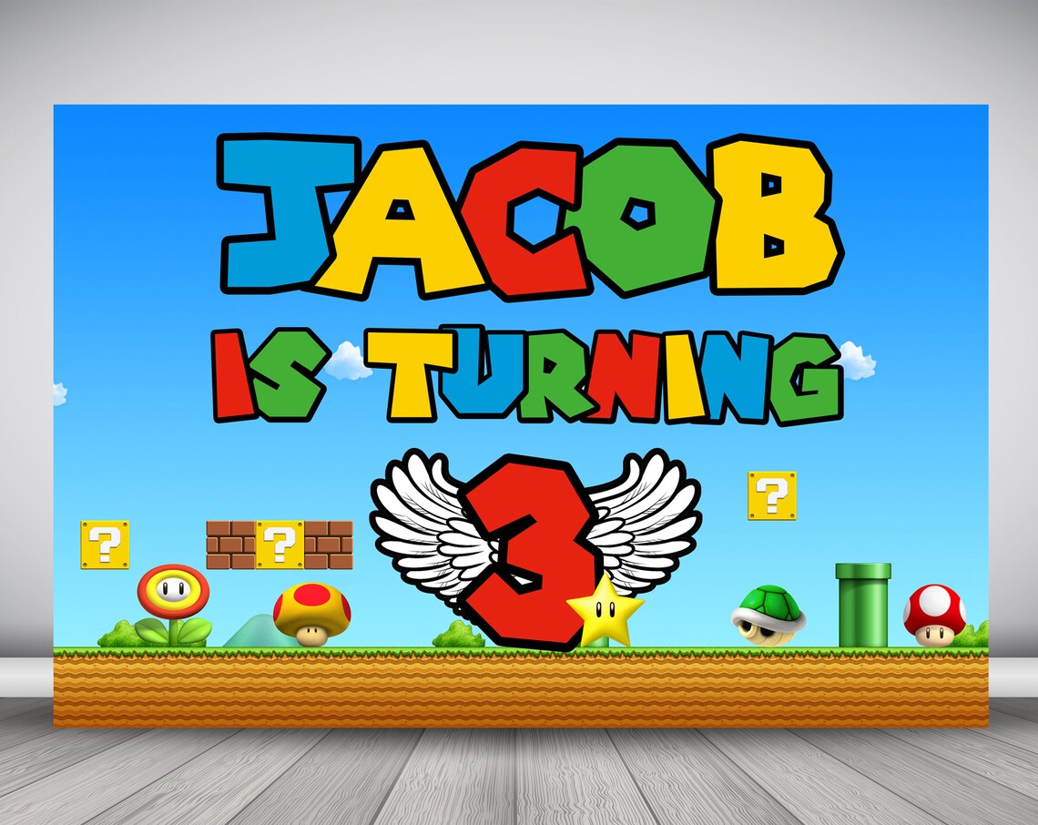 Super Mario Backdrop Banner Mario Birthday Party Banner | Etsy