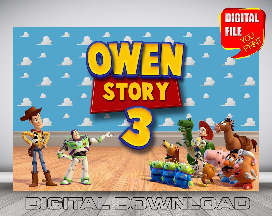Toy Story Birthday Backdrop Banner: Buzz and Woody (digital Printable ...