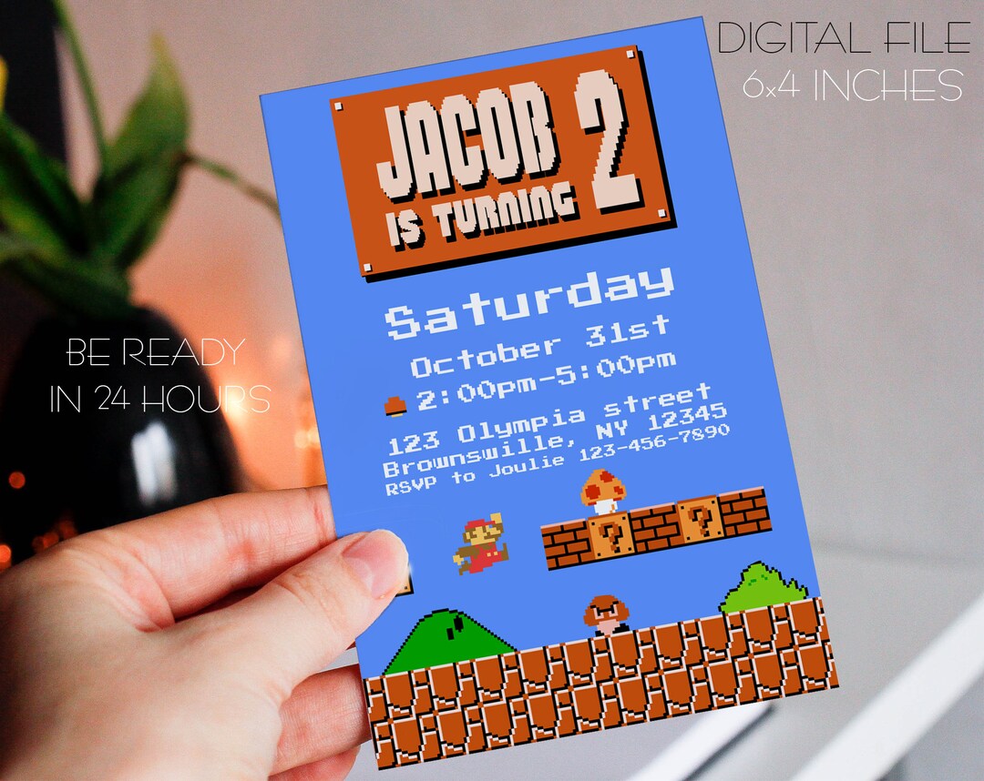 Super Mario Invitation, Digital Mario Birthday Party Invitation, Super ...