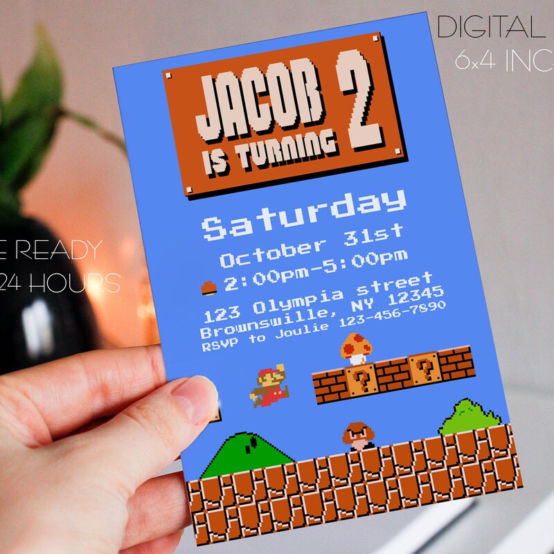 Mario Invitations - Etsy