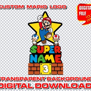 Custom Mario Logo With Name, Digital Mario Birthday Party Logo ...