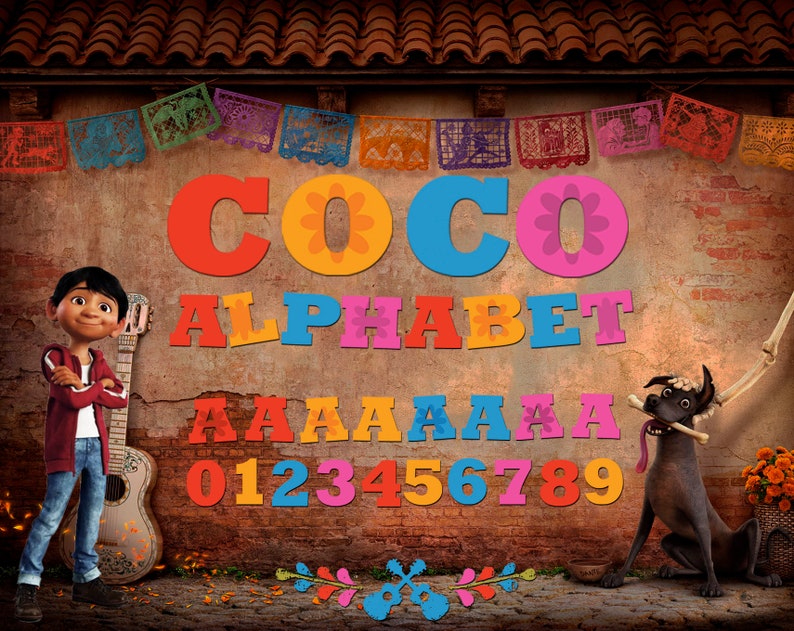 Coco alphabet font clipart letters birthday party supplies | Etsy