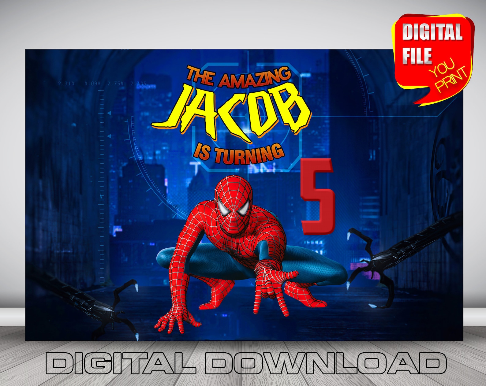 Spiderman Backdrop Digital Spiderman Birhtday Party Backdrop - Etsy