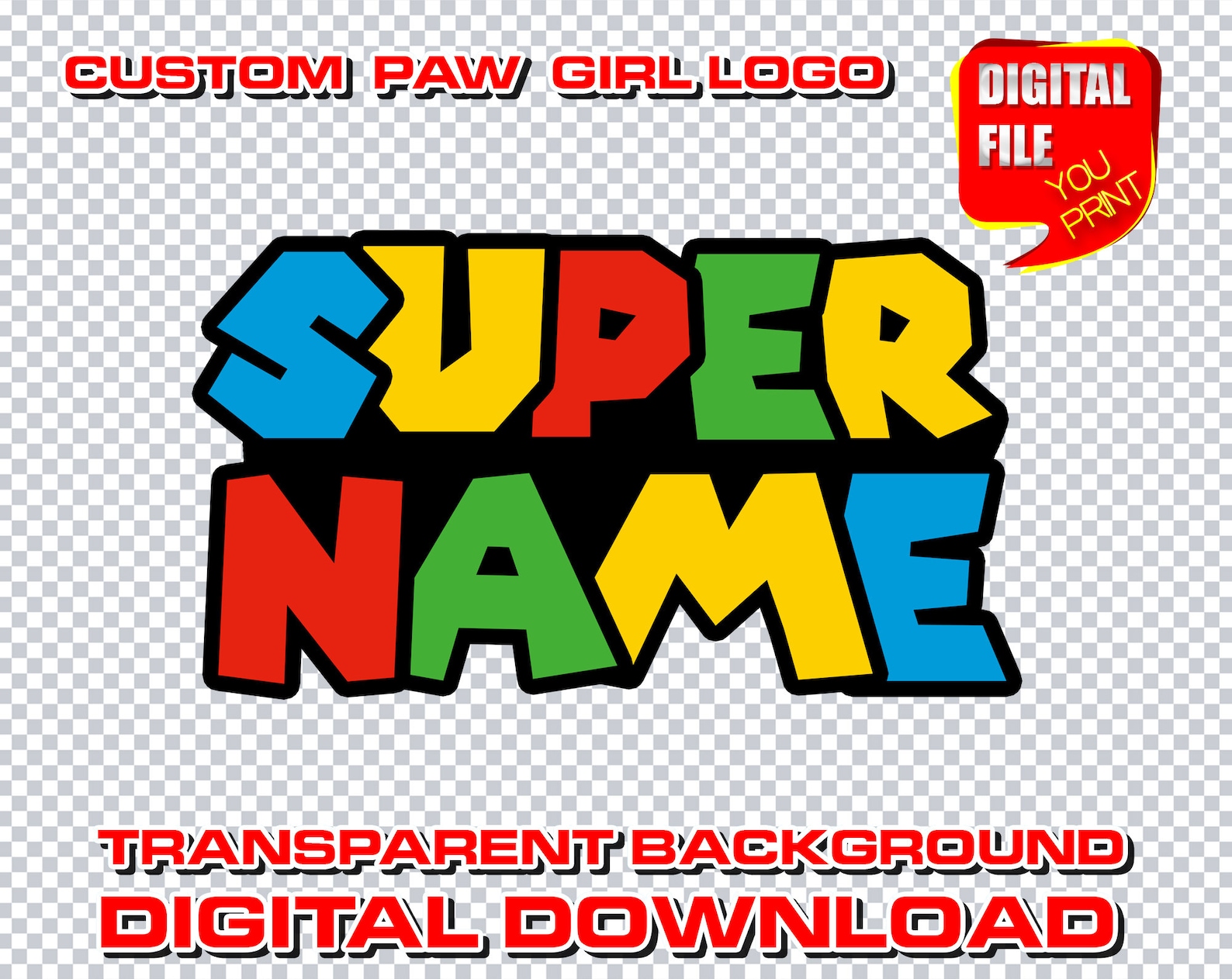 Personalized Super Mario Birthday Logo: Custom Party Decor (digital PNG ...