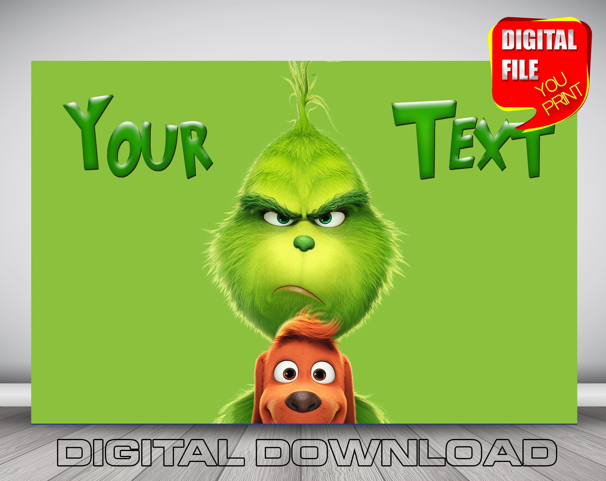 Grinch Backdrop Banner Digital Grinch Birthday Party Backdrop | Etsy