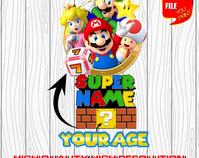 Custom Super Mario Logo With Name, Digital Super Mario Birthday Party ...