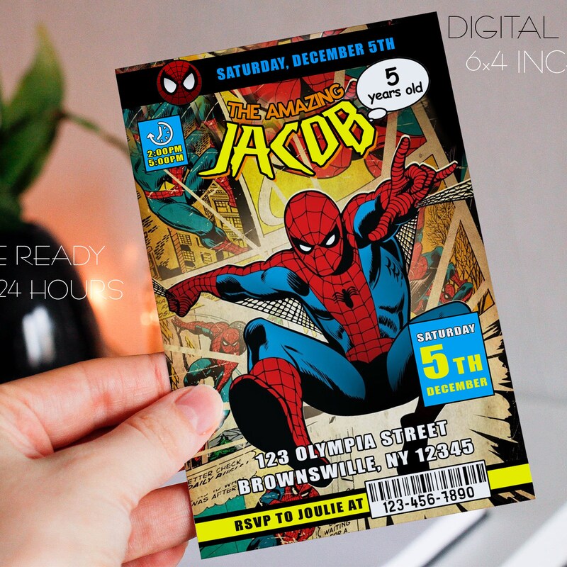 Spiderman Invitation - Etsy