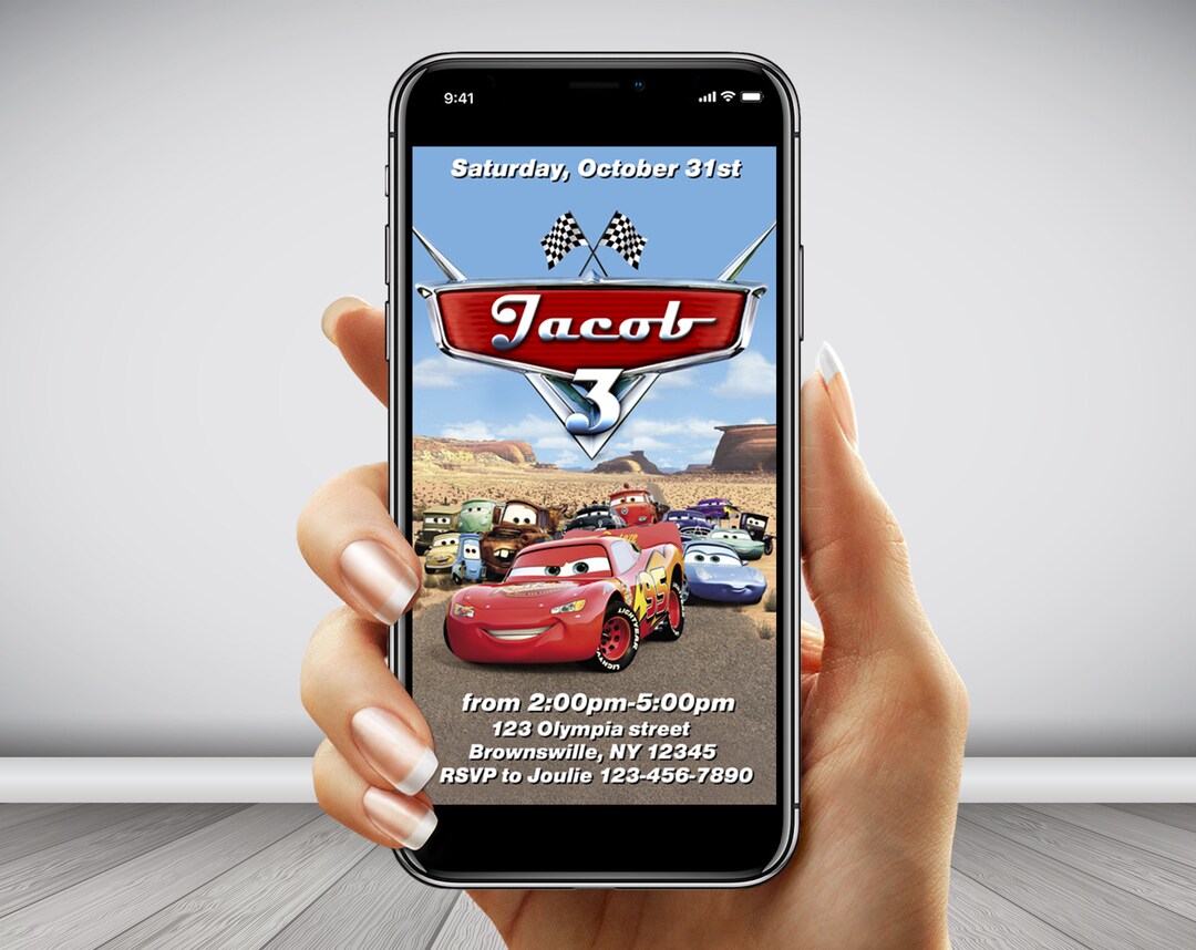 Cars Birthday Invitation: Mobile Smartphone Invite (digital) - Etsy