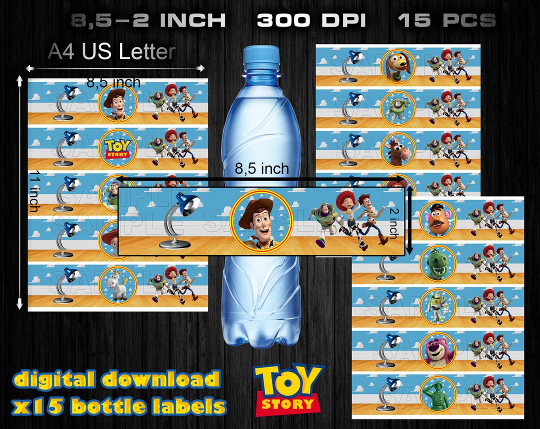 Toy Story Bottle Labels Wrappers, Toy Story Party Supplies, Toy Story ...