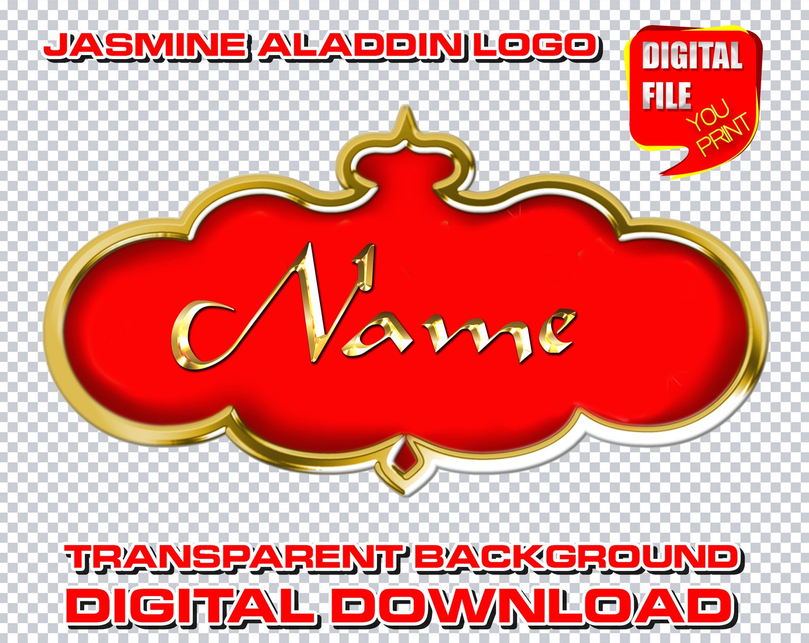 Custom aladdin jasmine logo with name personalized custom | Etsy