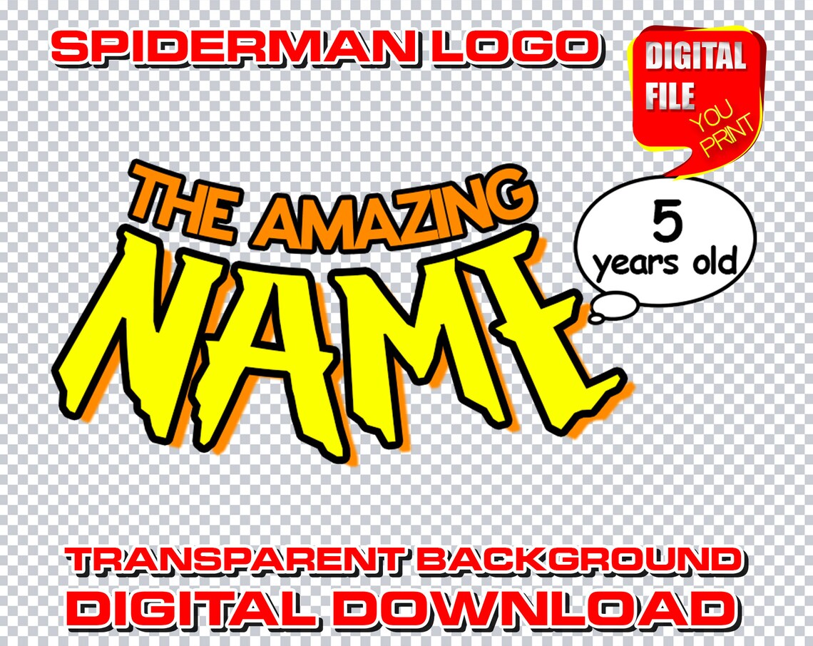 Custom spiderman logo with name personalized custom spiderman | Etsy